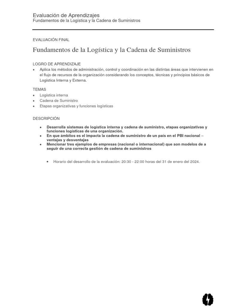 Idat - Fundamentos de La Logistica - EF 31 Ene | PDF