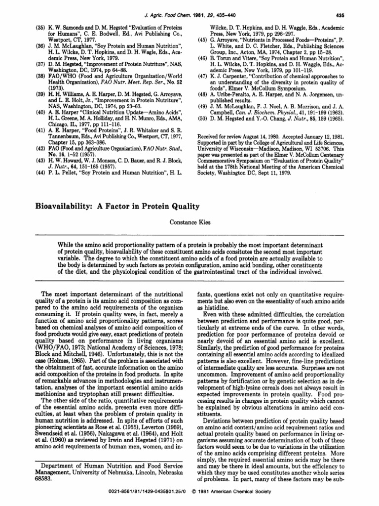 Kies 1981 | PDF | Digestion | Proteins