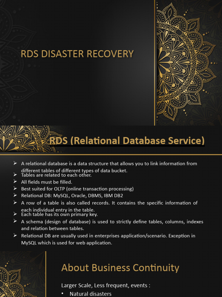 RDS DR Presentation | Download Free PDF | Backup | Relational Database