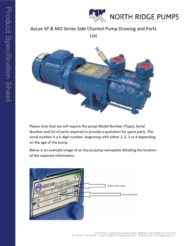 Azcue Bomba Seriessp Mo PartsManual | PDF