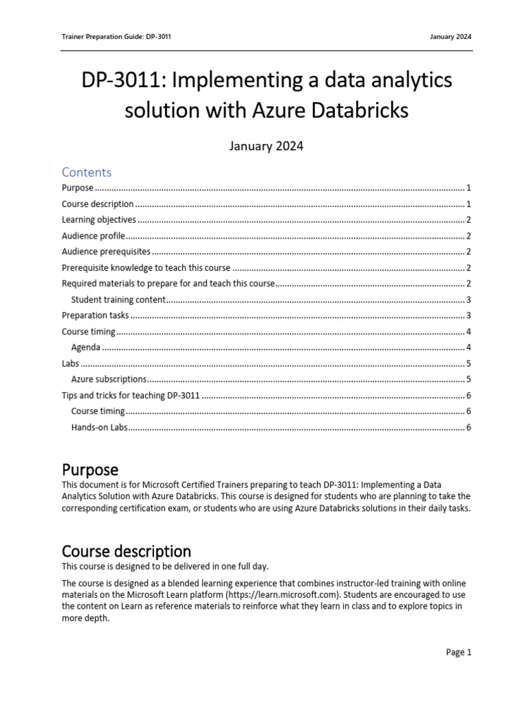 Azure Databricks Trainer Guide | PDF | Microsoft Azure | Information Technology