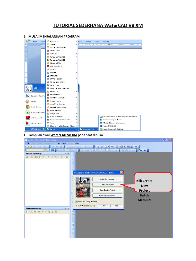 TUTORIAL SEDERHANA WaterCAD V8 XM - 1 | PDF