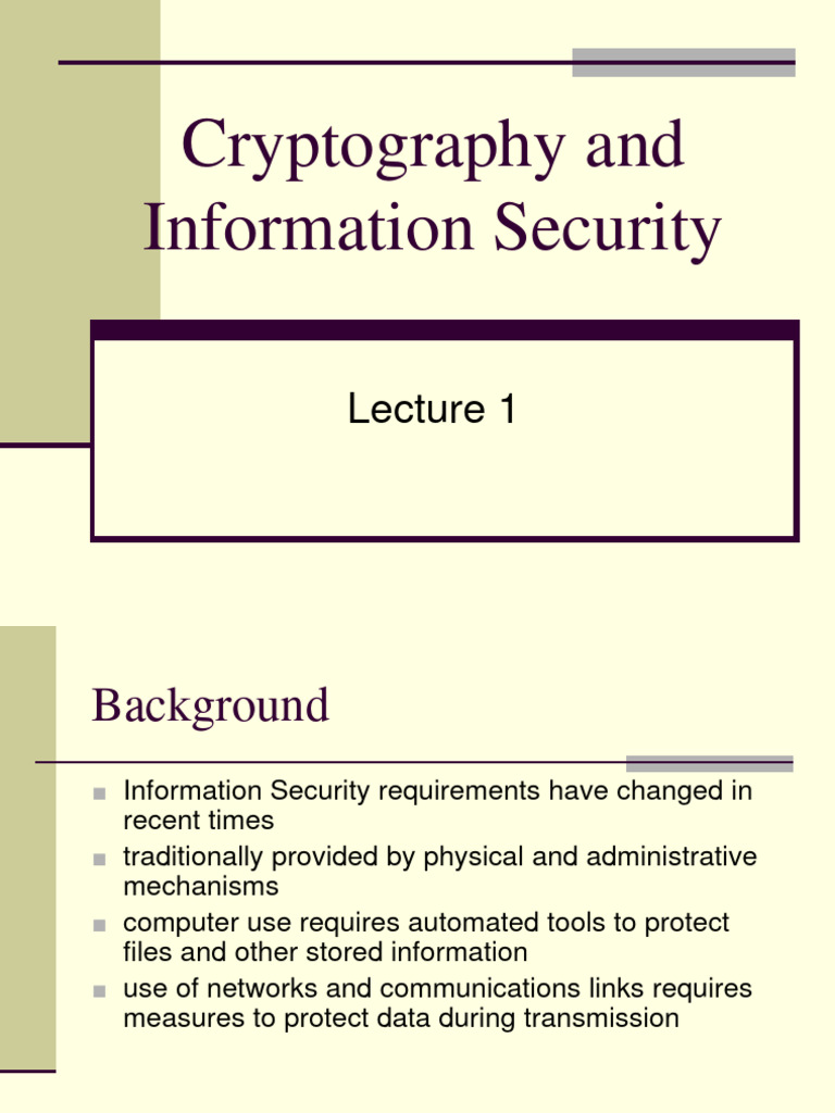 Network Security Lecture 1 And 2 Pdf
