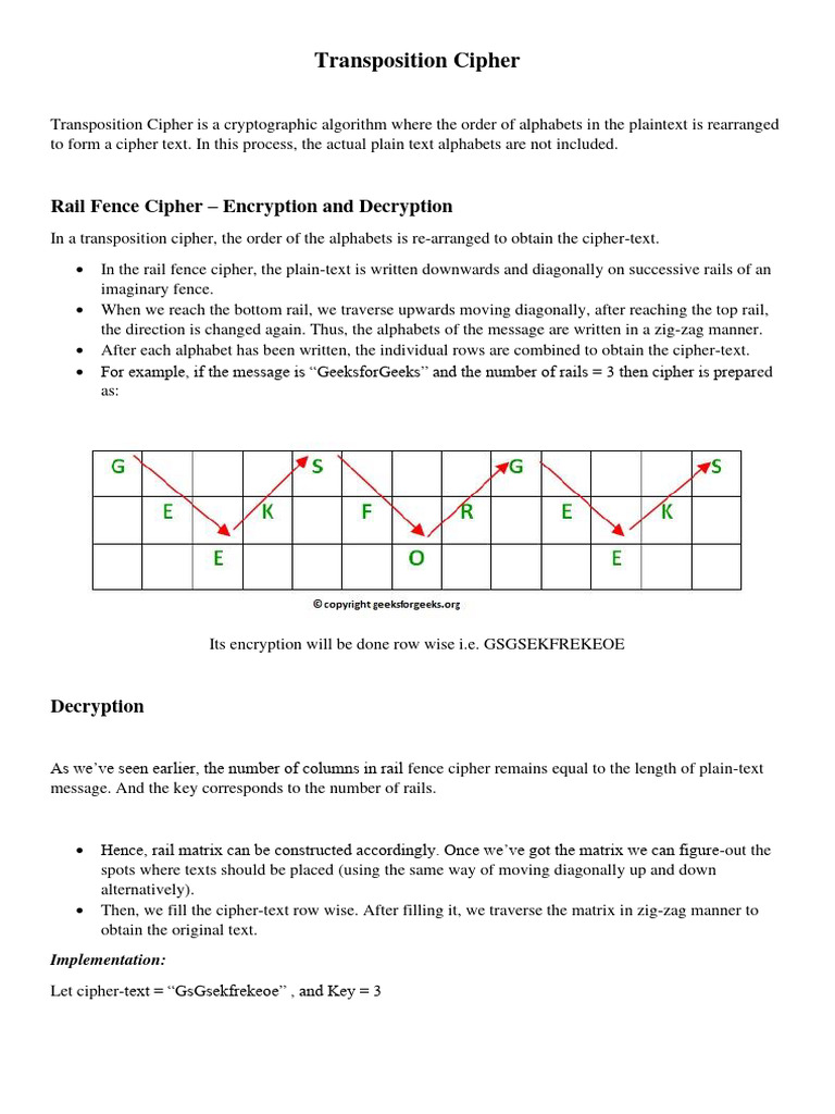 Transposition Cipher | PDF