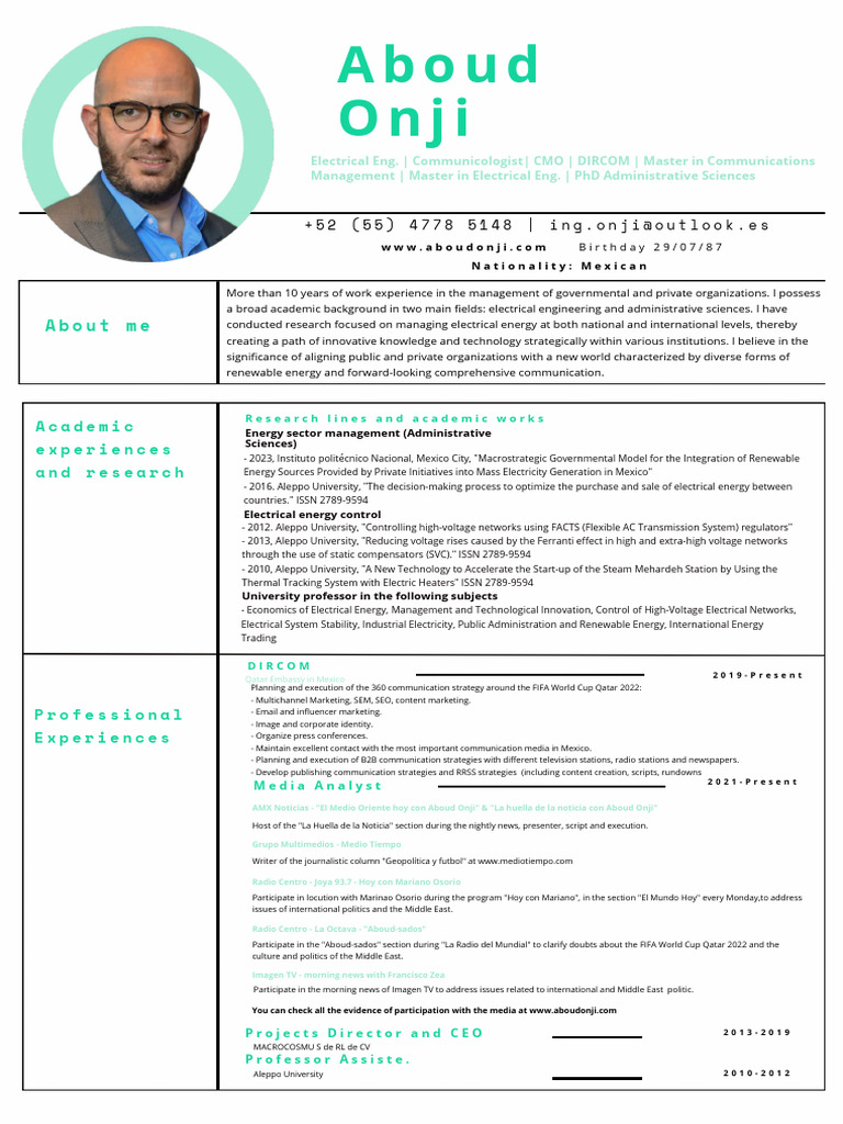 CV - Aboud Onji - English - Academic | PDF