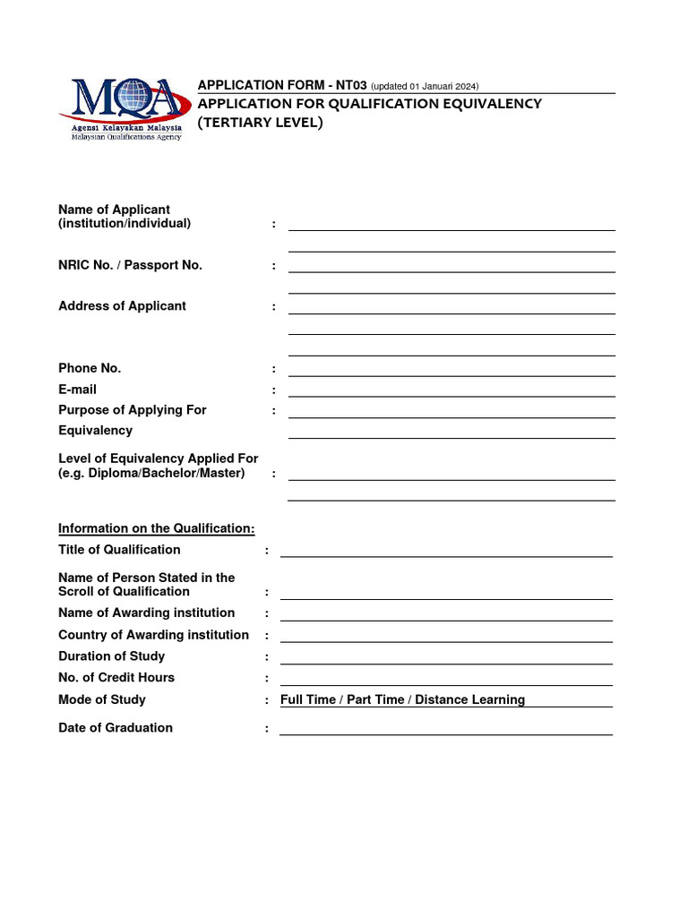 Qualification Equivalency Form | PDF | Career & Growth | Finance ...