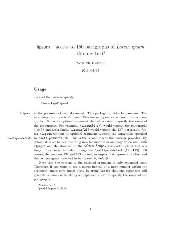 Lipsum - Access To 150 Paragraphs of Lorem Ipsum Dummy Text: Usage ...