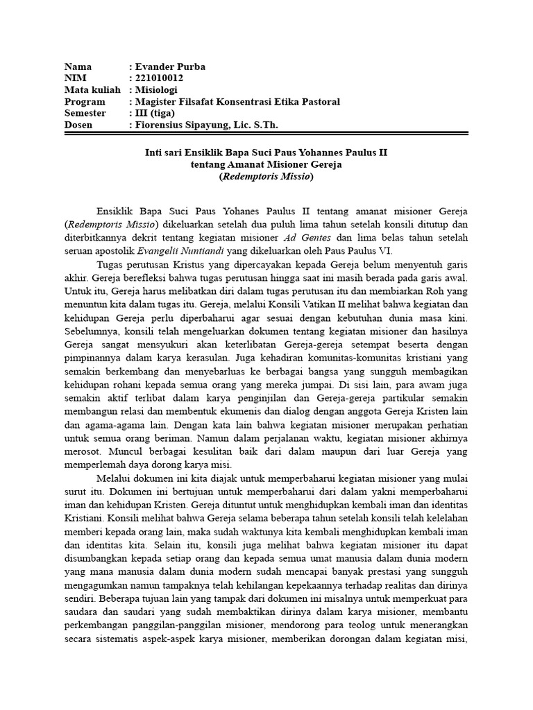 Resume Redemptoris Missio | PDF