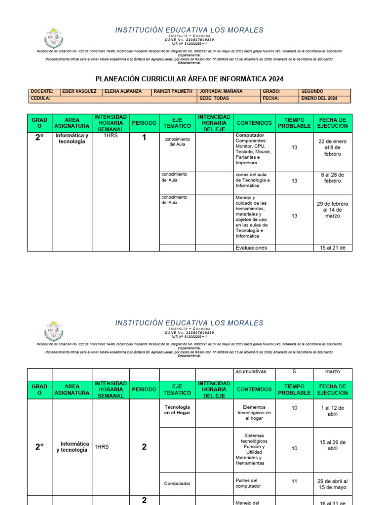 Planeaciones Informática 2024 Gratis Pdf Informática