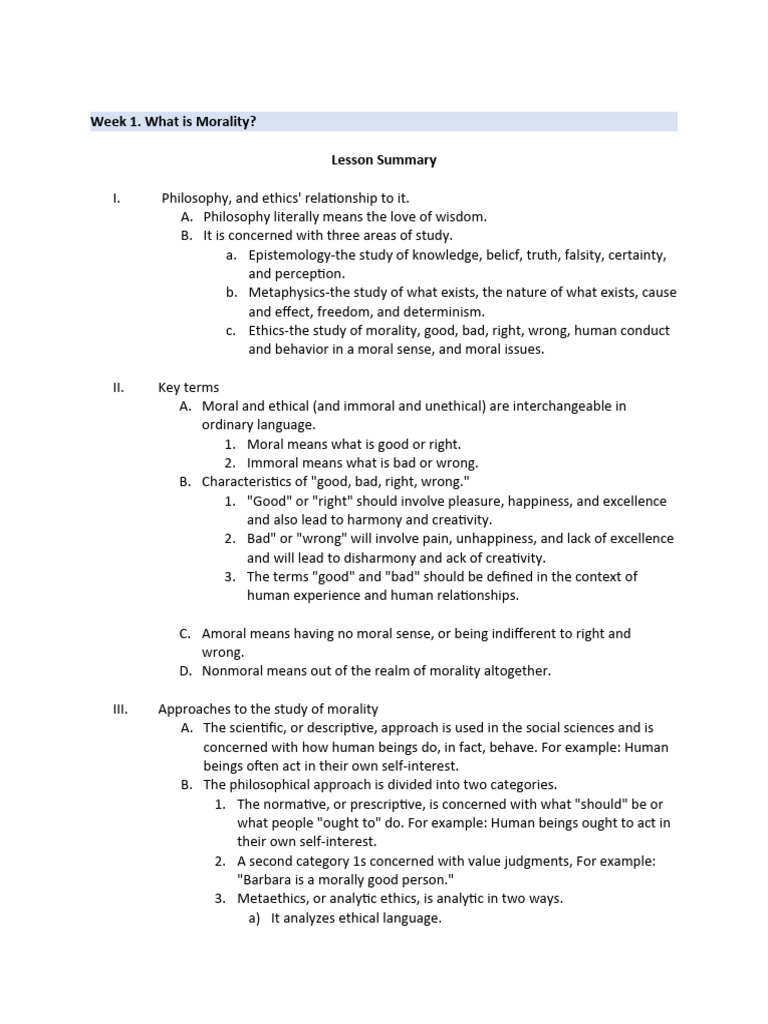 Understanding Morality: Key Concepts and Theories | PDF | Morality | Reason