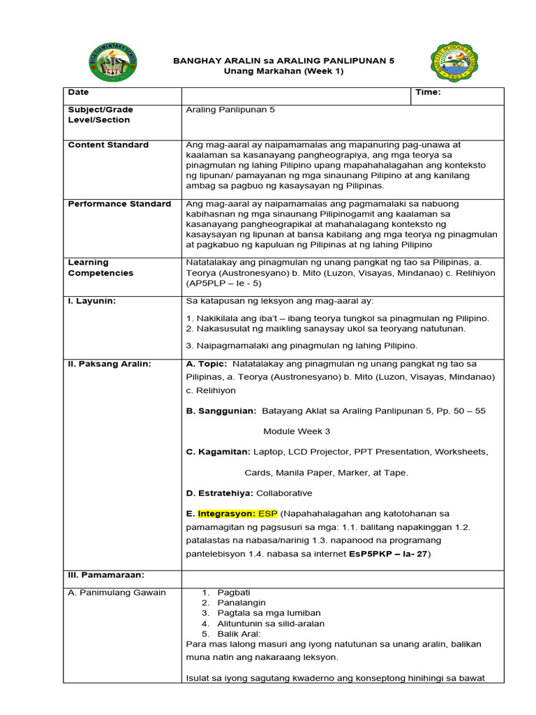 Araling Panlipunan 5 Quarter 1 Week 3 | PDF