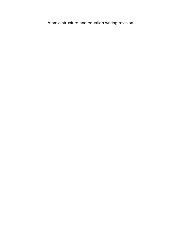 Atomic Structure and Equation Writing Revision | PDF