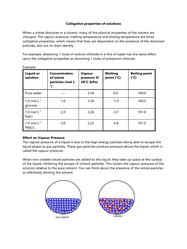 Colligative Properties of Solutions | PDF | Physical Chemistry ...