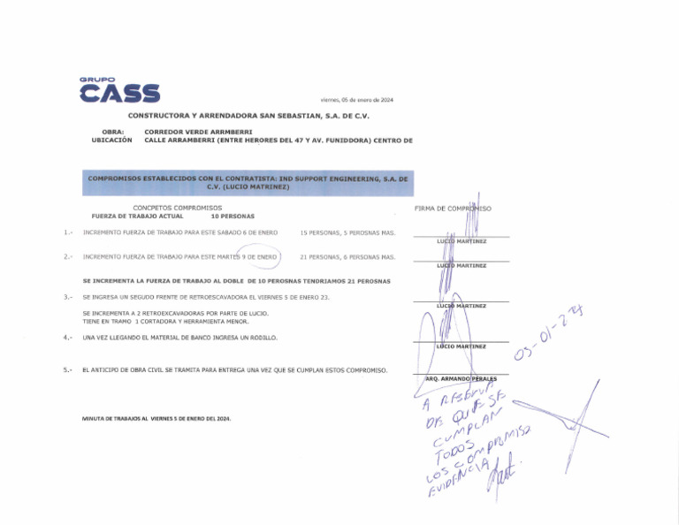 Compromisos Lucio-Arq Armando Corredor Verde Al 5 Ene 23 | PDF