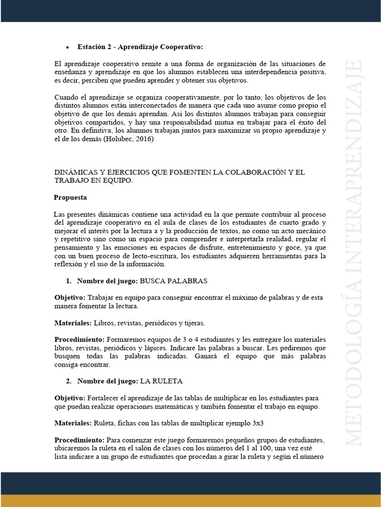 Estación 2 | PDF | Aprendizaje | Salón de clases