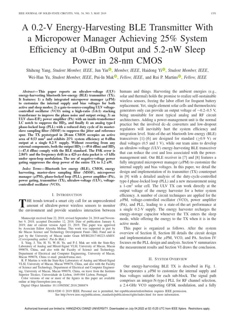 Energy-Harvesting BLE Transmitter Design | PDF