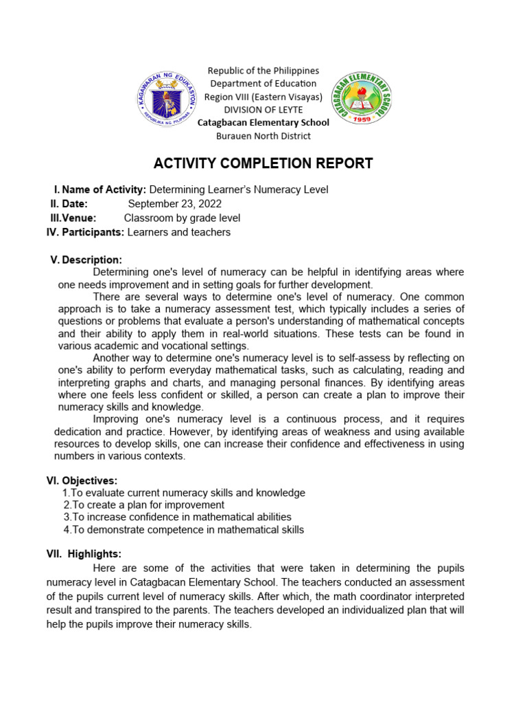 Numeracy Assessment Report 2022 | PDF | Educational Assessment | Teachers