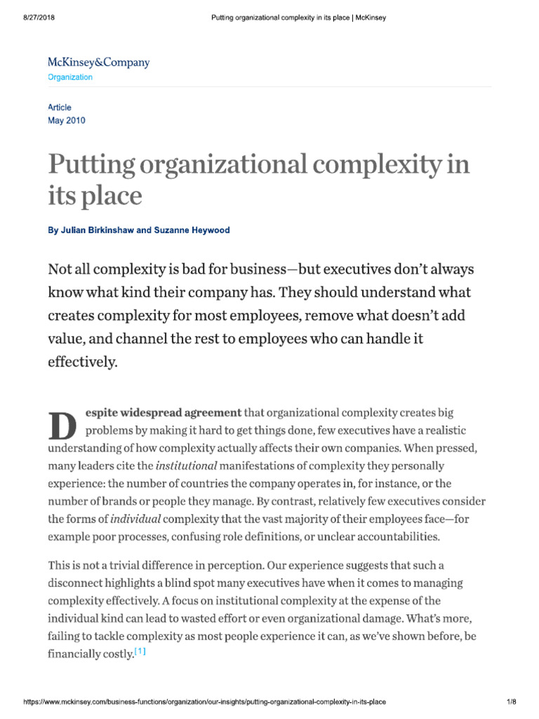 Putting Organizational Complexity in Its Place | PDF