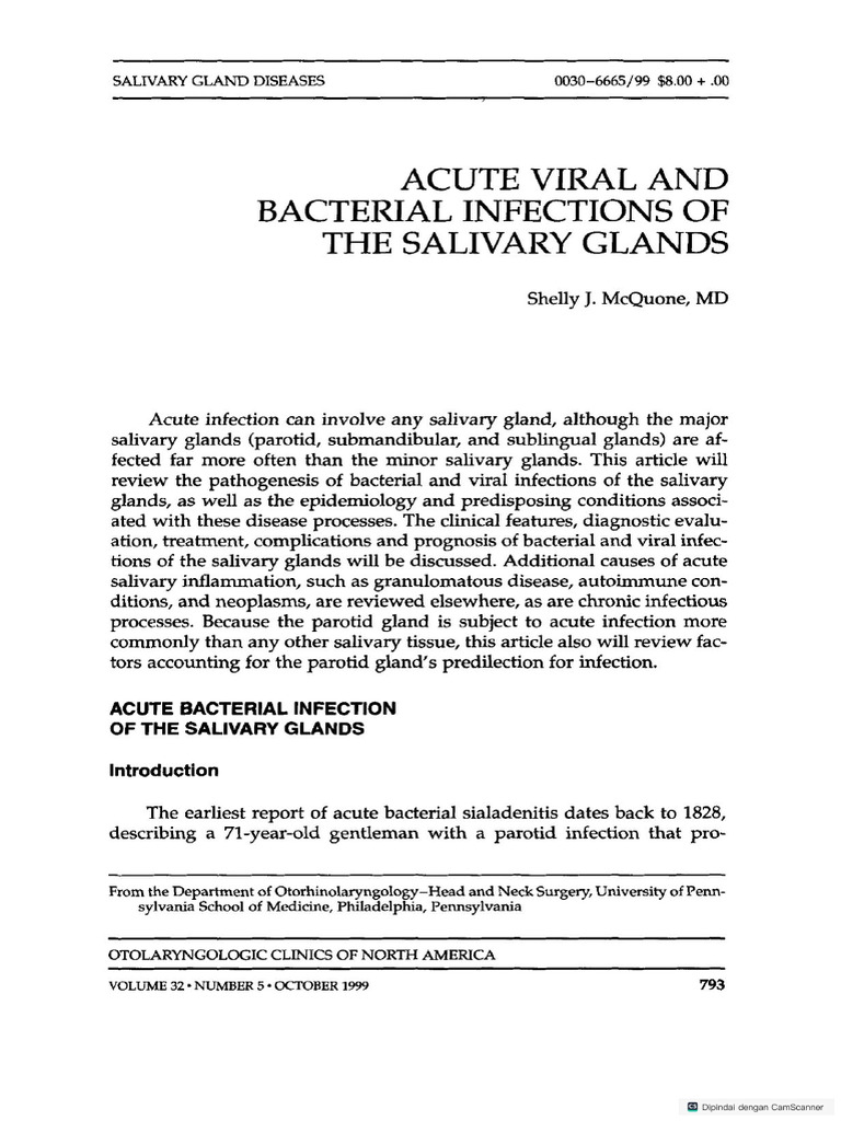 Acute Viral and Bacterial Infections of The Saliva | PDF