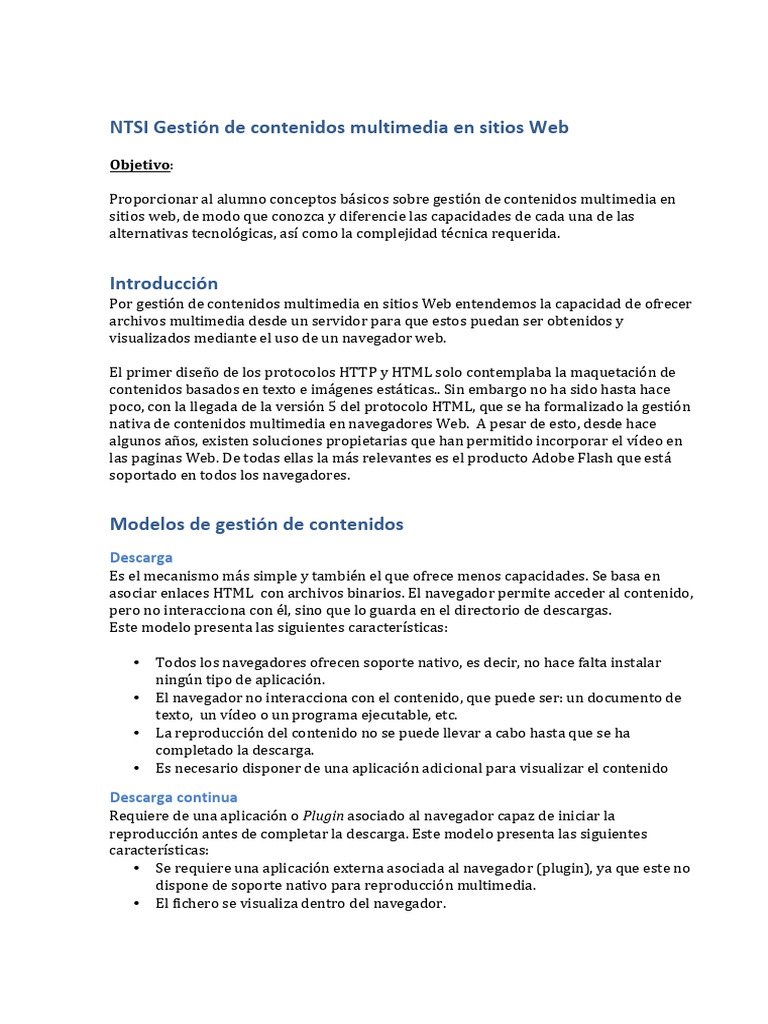 NTSI Gestion de Contenidos Multimedia en Sitios Web | PDF | HTML | Red ...