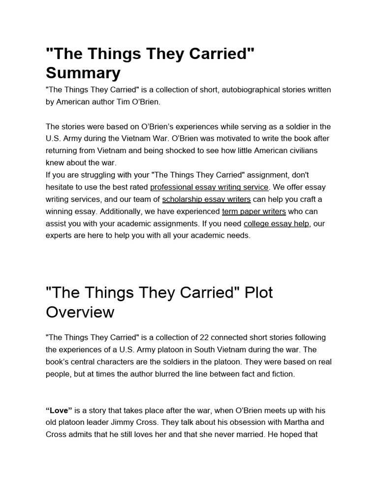 Summary of The Things They Carried | PDF