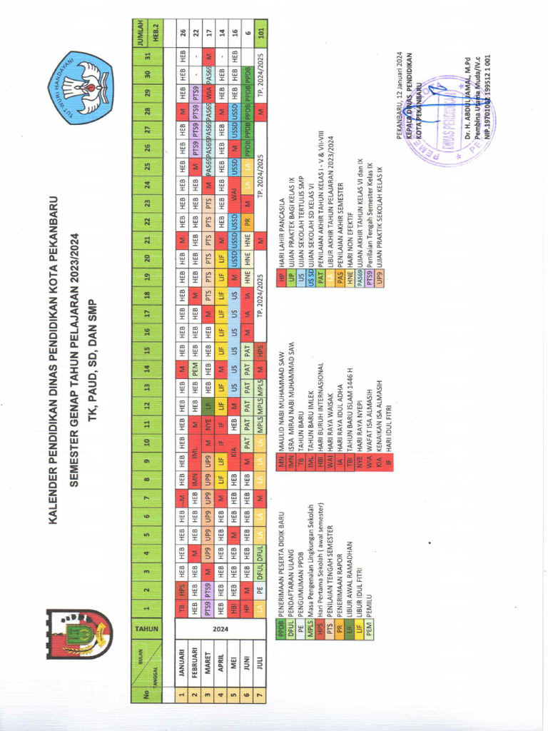 Kalender Pendidikan Semester Genap TP. 2023-2024 | PDF