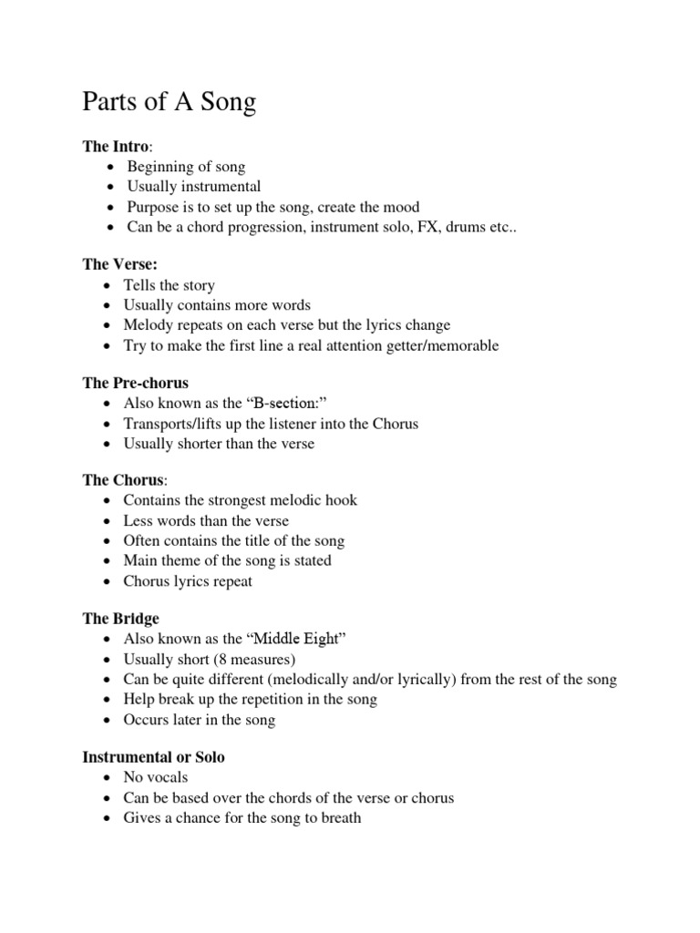 41.1 Parts of A Song | PDF
