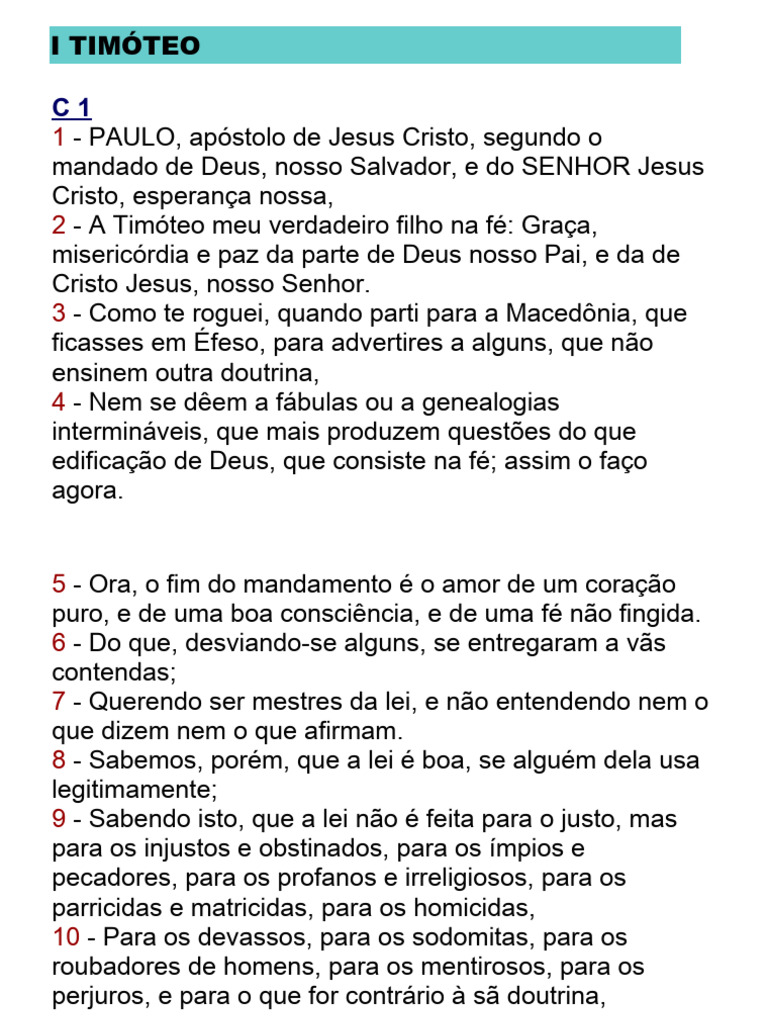 Timoteo I | PDF | Fé | Jesus