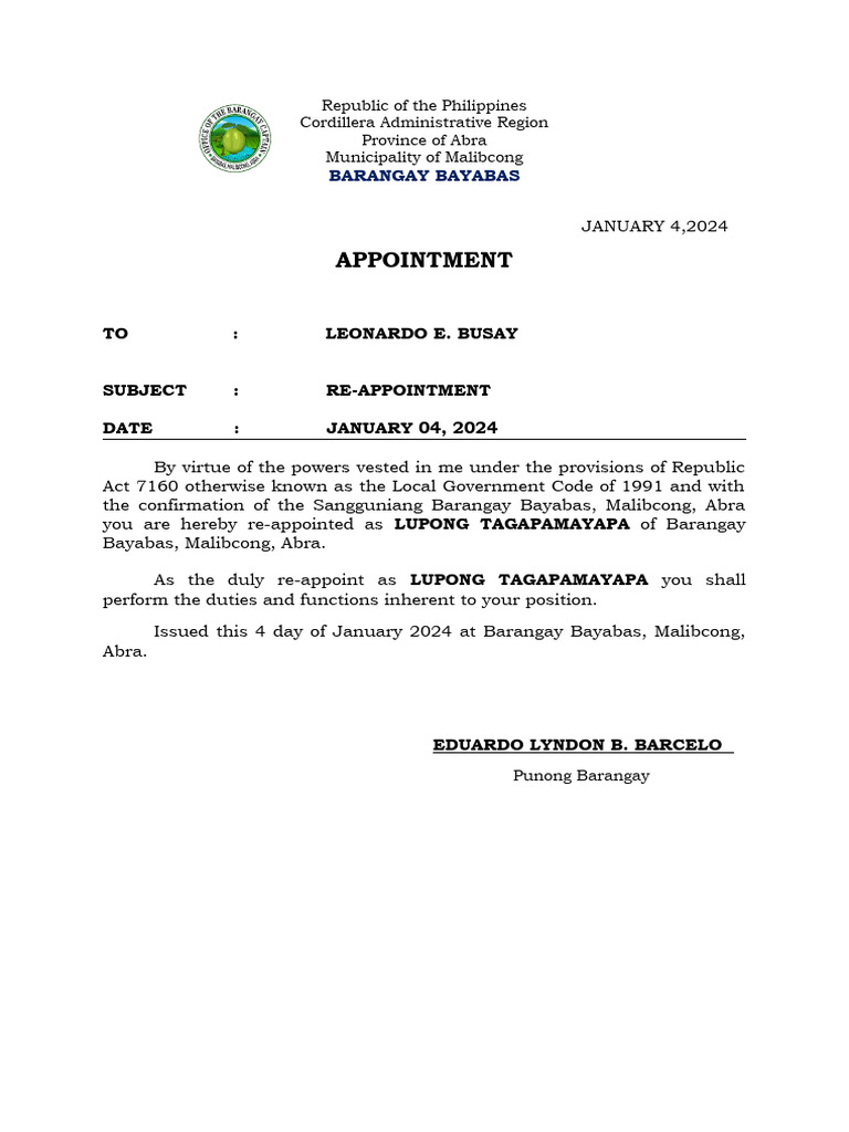 Lupon Appointment 2024 - New Fomat | PDF | Governance | Justice