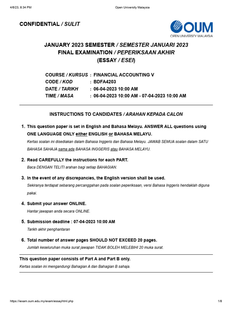 Financial Accounting 5 | PDF