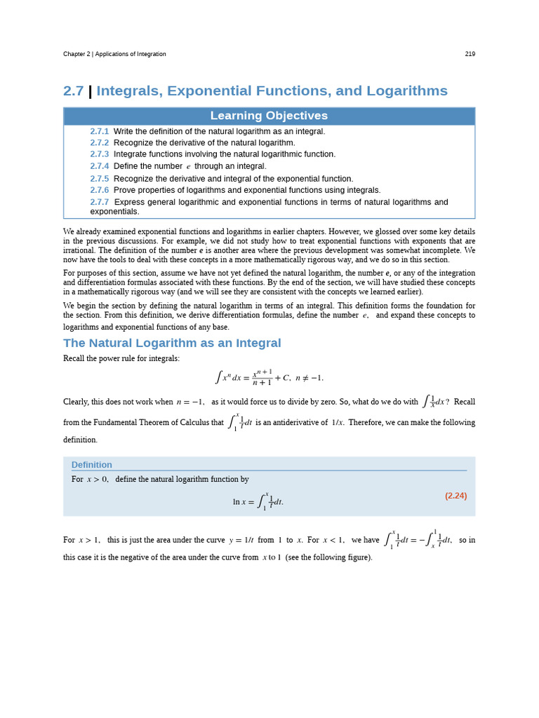 Natural Logarithms and Exponential Functions: Integrals and Derivatives | PDF | Exponential ...
