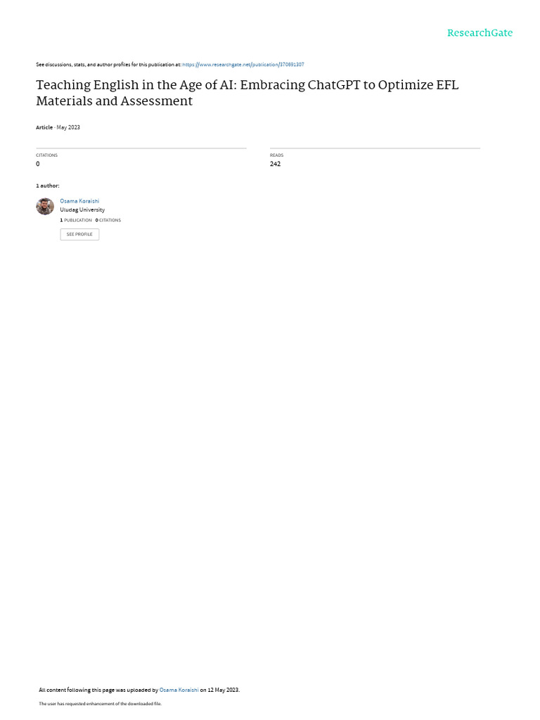 Osama Koraishi Teaching English in The Age of Ai Embracing Chatgpt To Optimize Efl Materials and ...