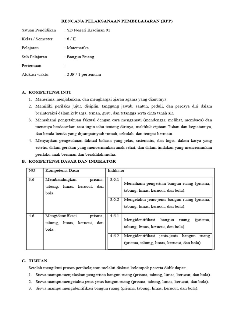 Contoh RPP Harian | PDF