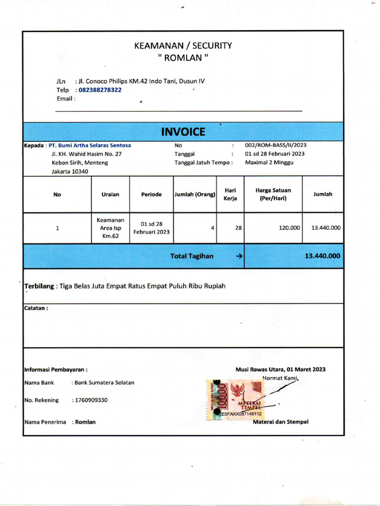 Invoice Keamanan | PDF