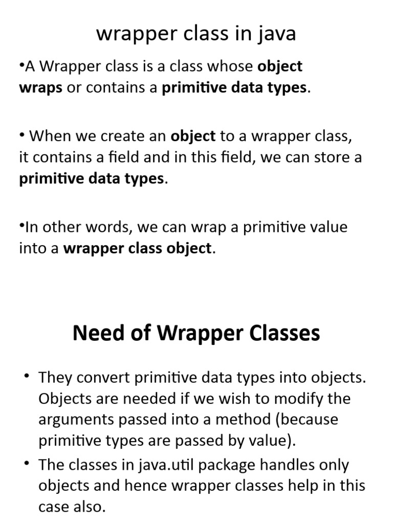 Wrapper Class | PDF