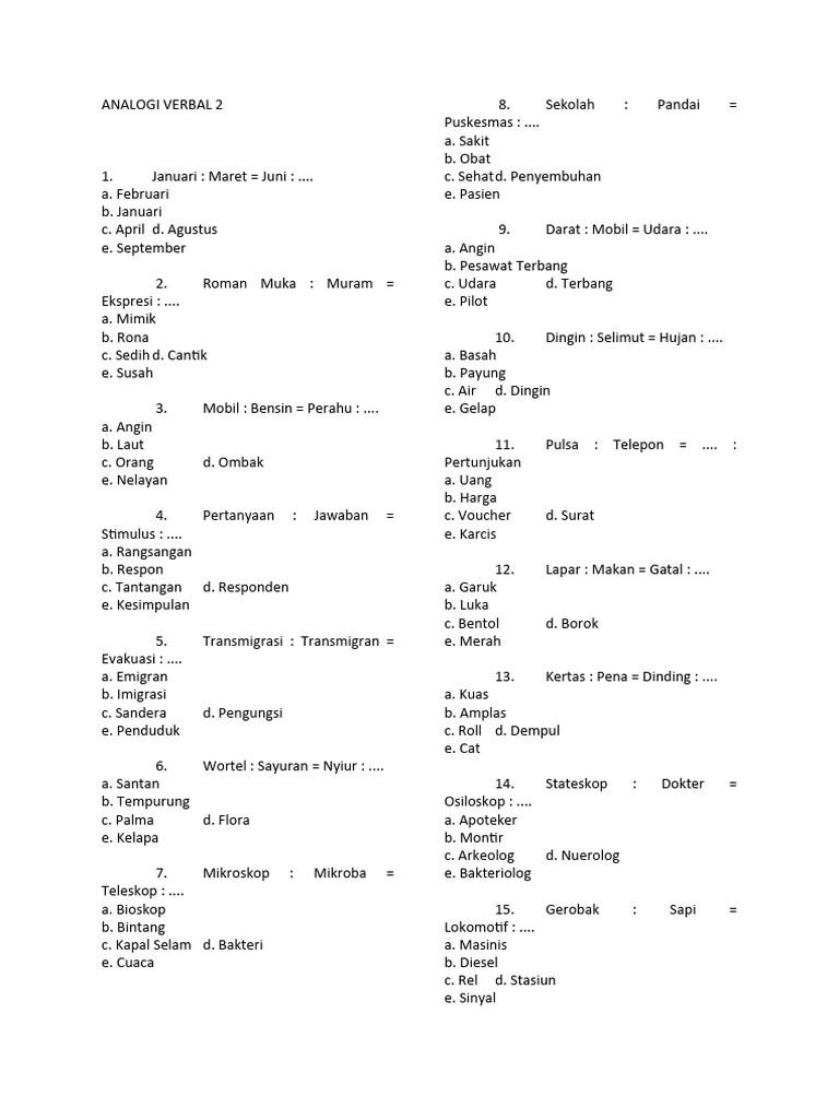 Analogi Verbal 2 | PDF