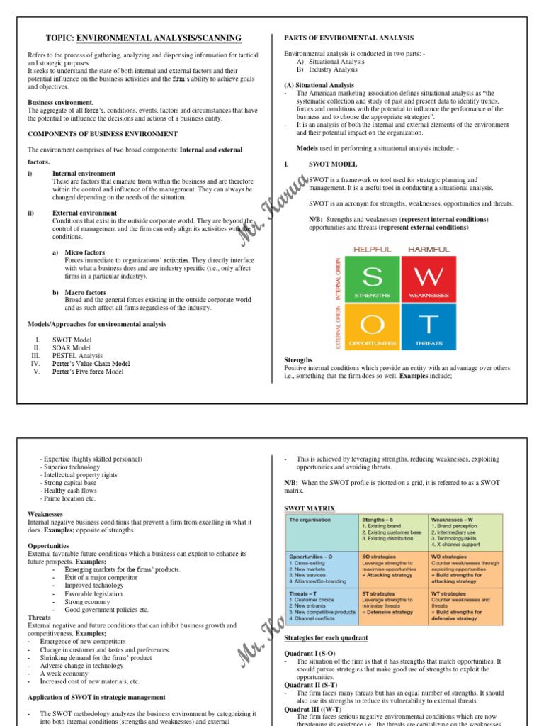 Environmental Analysis PDF I | PDF | Swot Analysis | Value Chain