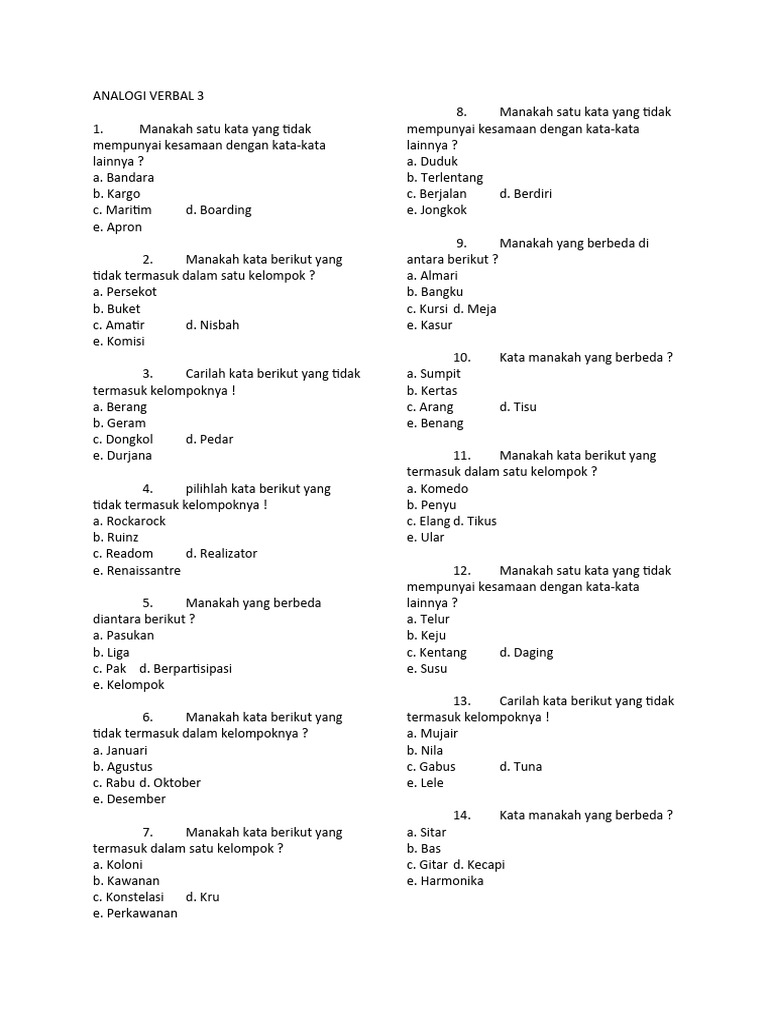 Analogi Verbal 3 | PDF