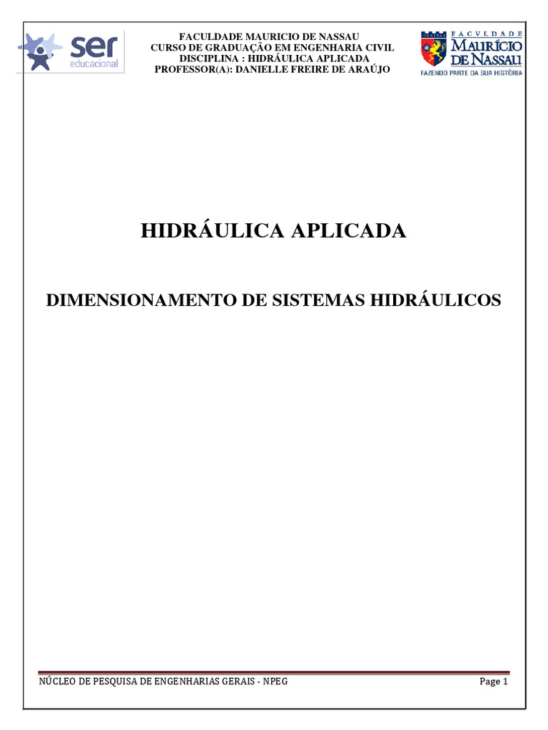 Apostila Dimensionamento de Sistemas Hidr Ulicos | PDF | Pressão | Engenharia
