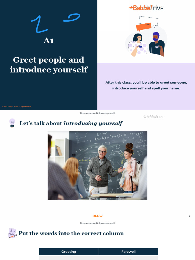 ENGLISH A1 01 Greet People and Introduce Yourself | PDF
