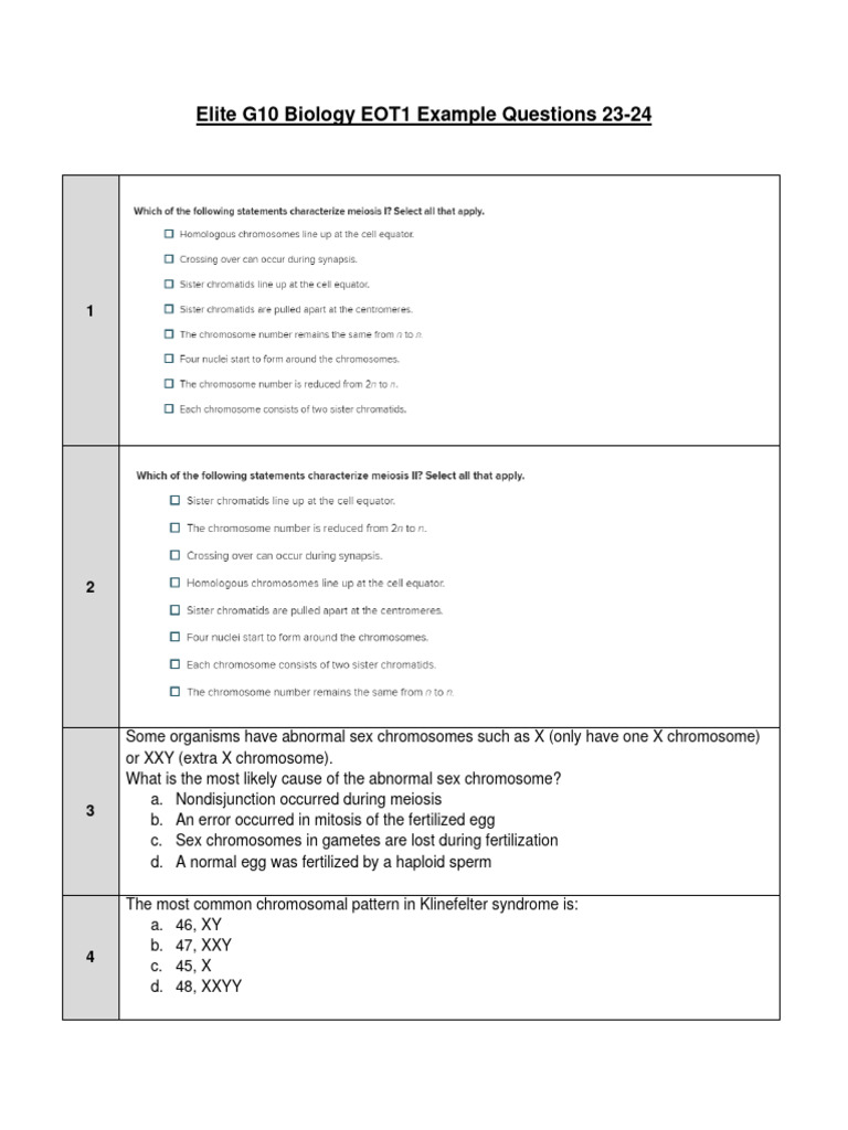 Elite G10 Biology EOT1 Practice Questions 23-24 | PDF Elite G10 Biology EOT1 Practice Questions 23-24 | PDF
