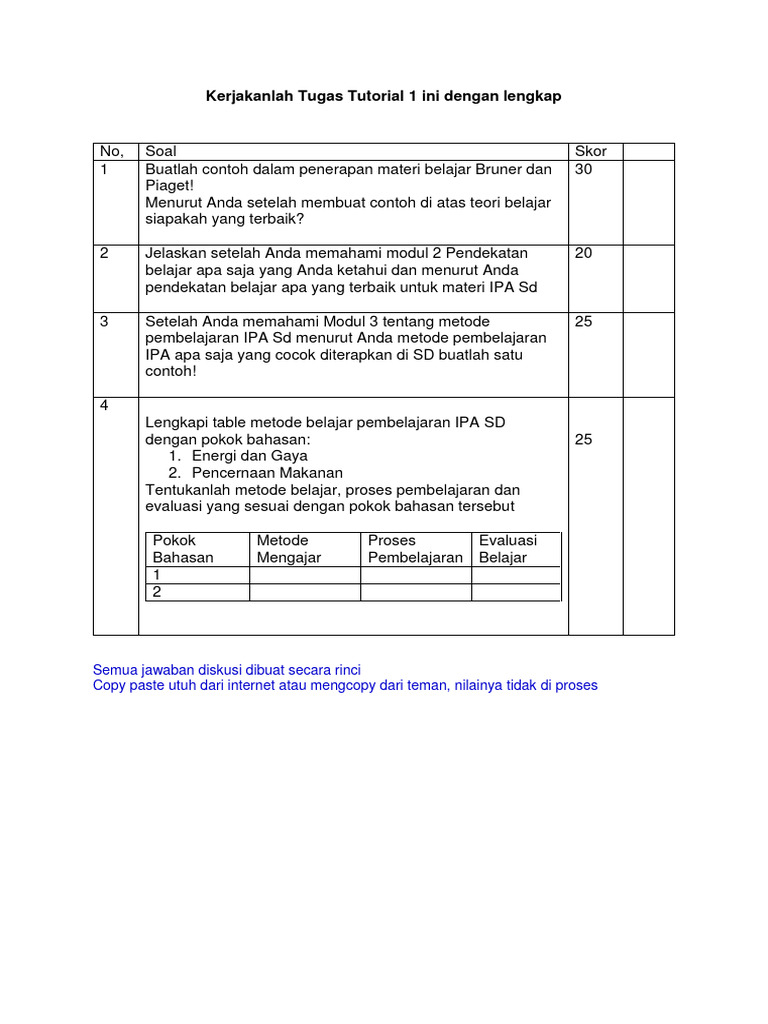 Tugas Tutorial 1 - Pembelajaran IPA Di SD | PDF