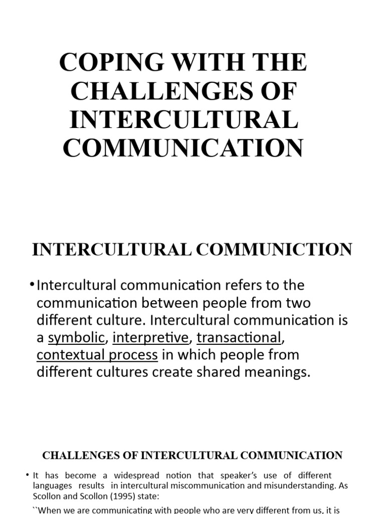 Coping With The Challenges of Intercultural Communication | PDF