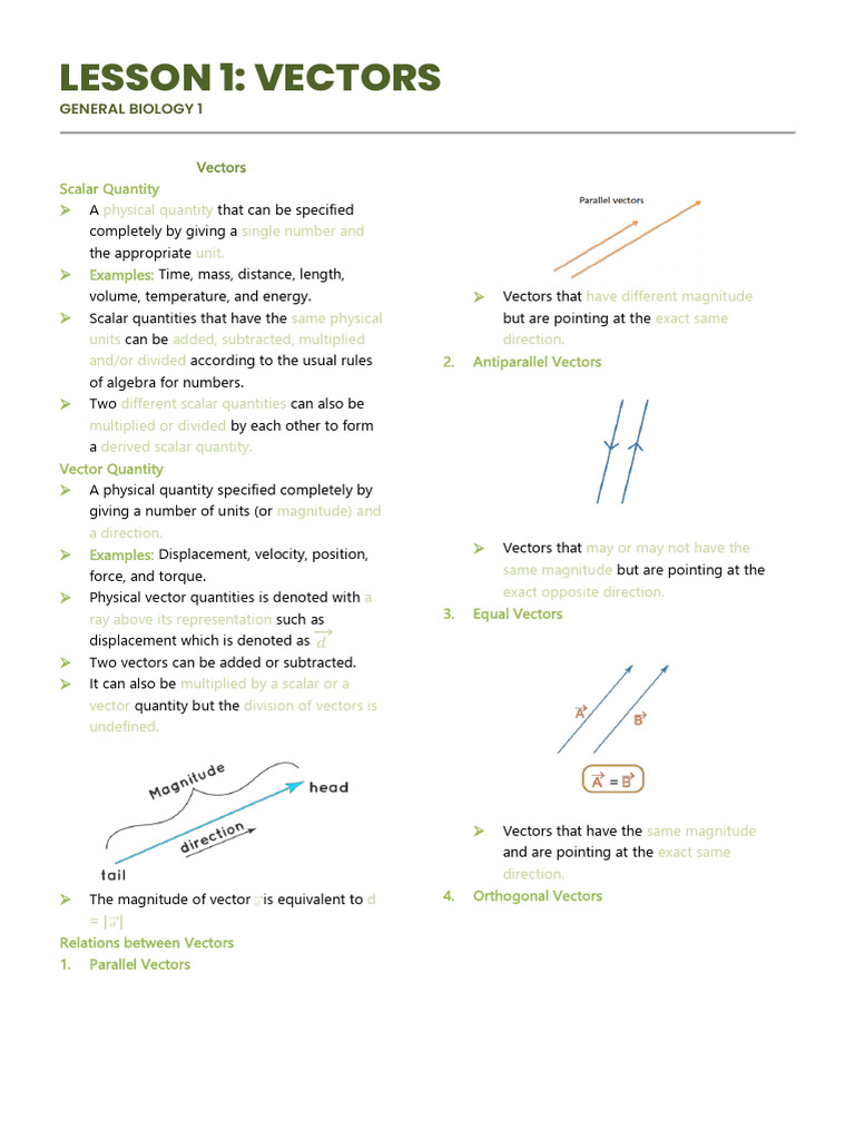Lesson 1 - Vectors | PDF