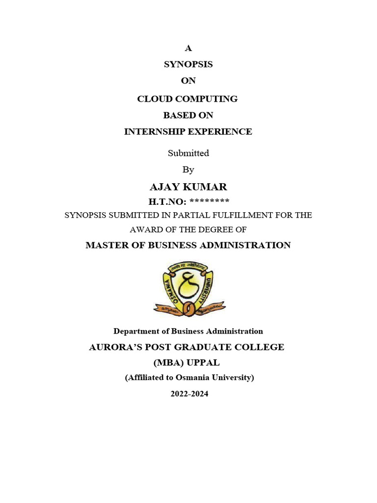 Ajay Kumar A Synopsis On-Cloud Computing | PDF | Cloud Computing | Computing