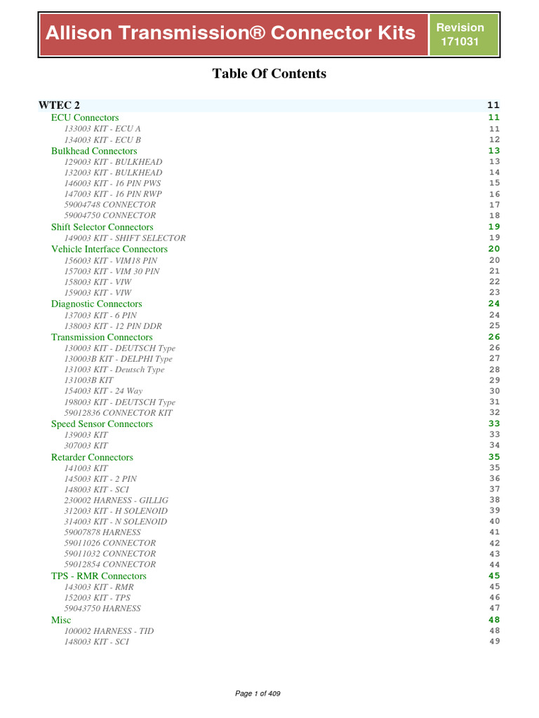 Allison Connector Catalog Rev171031 | PDF | Business