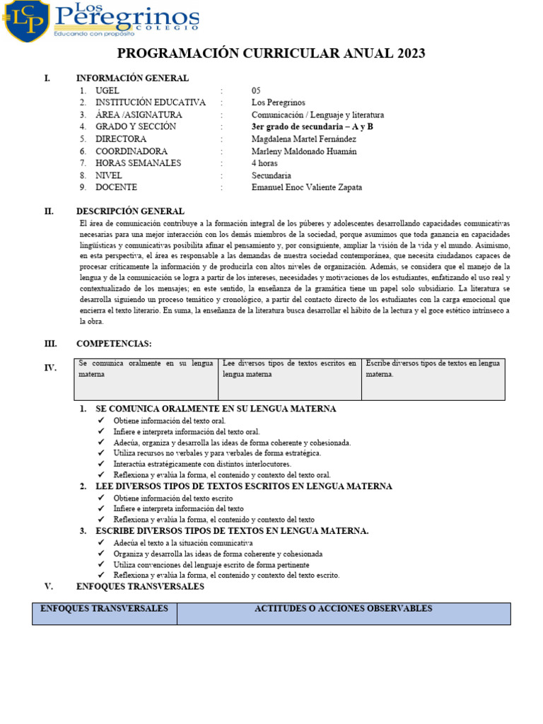 Programación Anual Comunicación 2023 Act. | PDF