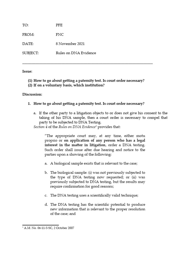 Legal Memorandum On DNA Evidence | PDF | Search And Seizure | Probable ...