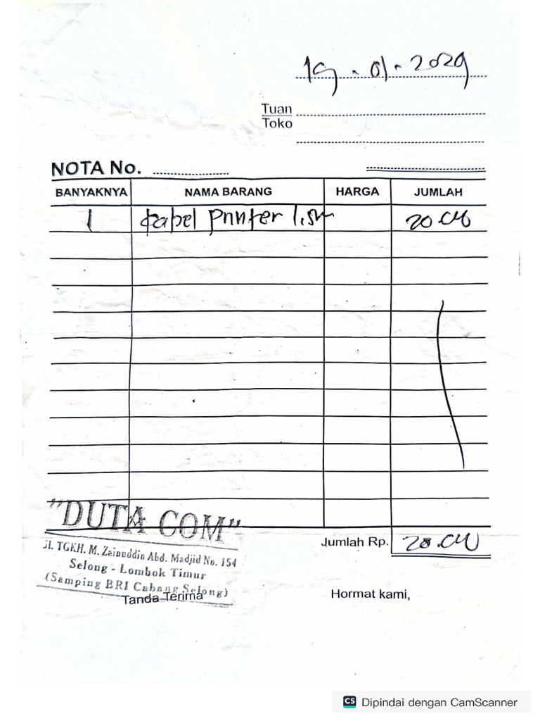 Nota Kabel Printer | PDF
