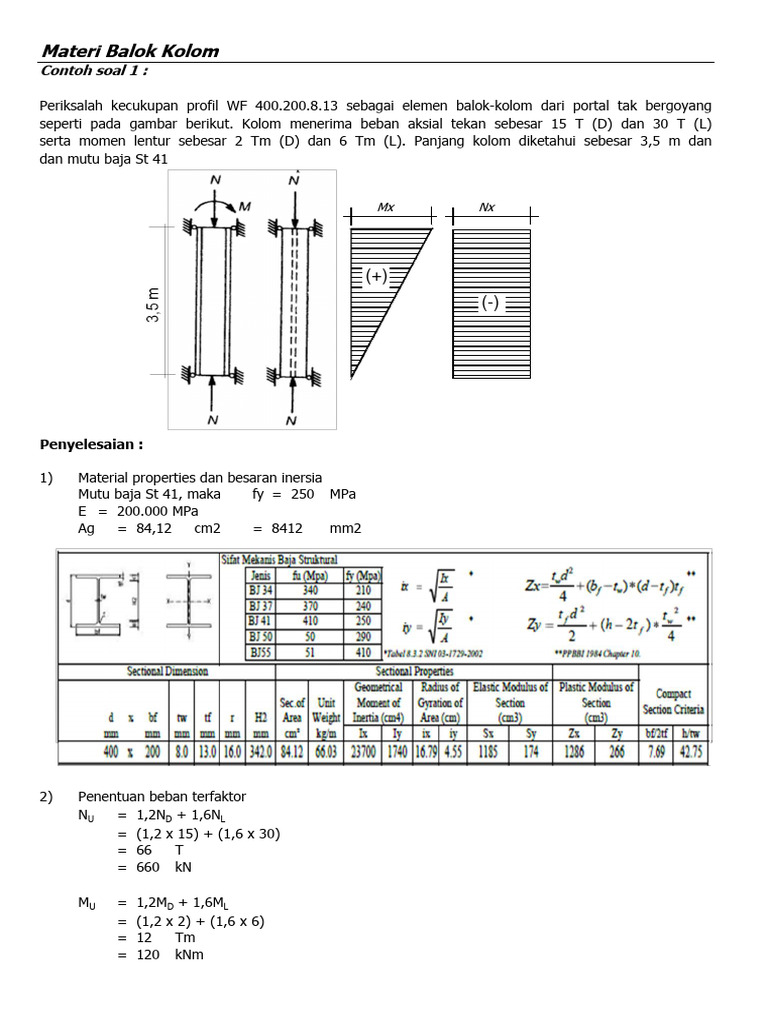 Analisis Struktur Balok Kolom WF 400 | PDF